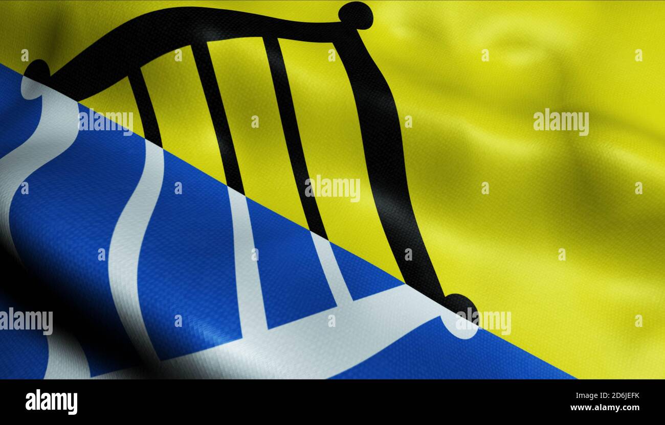 3D Illustration of a waving Netherlands city flag of De Bilt ...