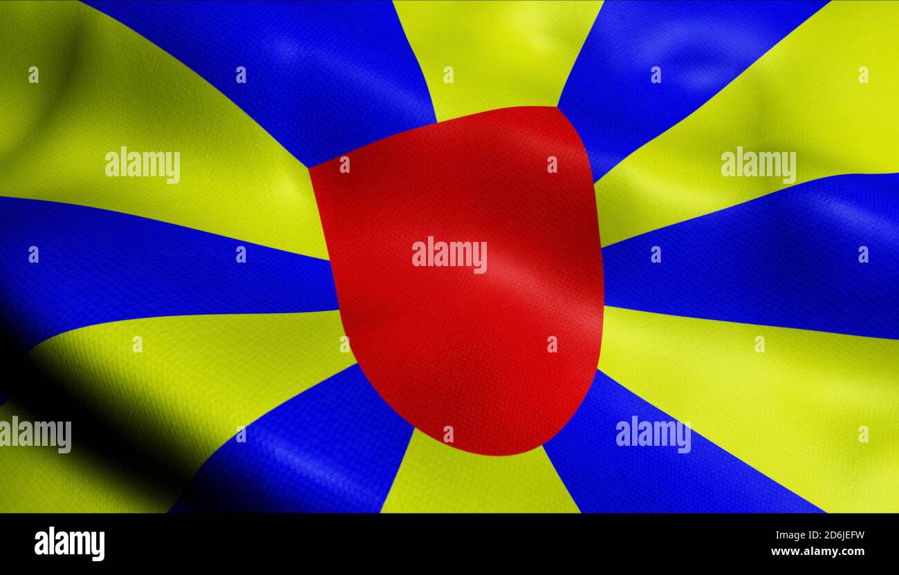 3D Illustration of a waving Belgium Province flag of West Flanders ...