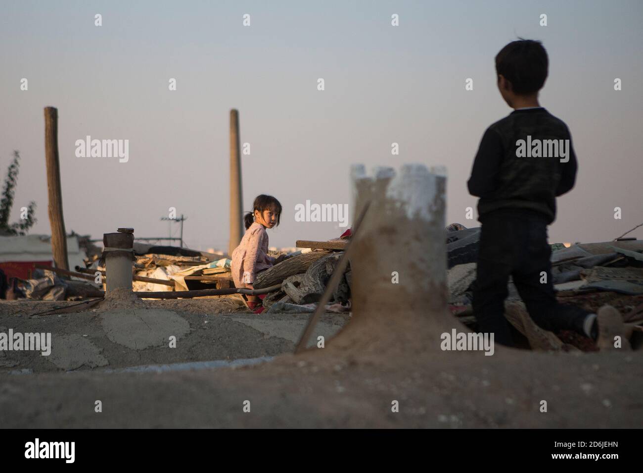 Tehran. 17th Oct, 2020. Children are seen in a slum on the outskirts of ...