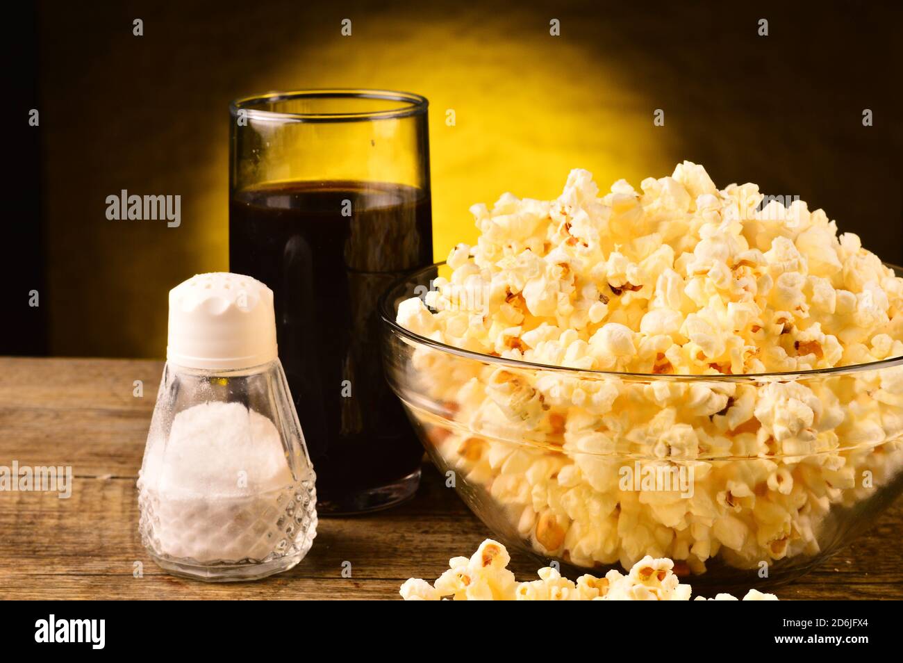 Popcorn with coca cola on the table Stock Photo - Alamy