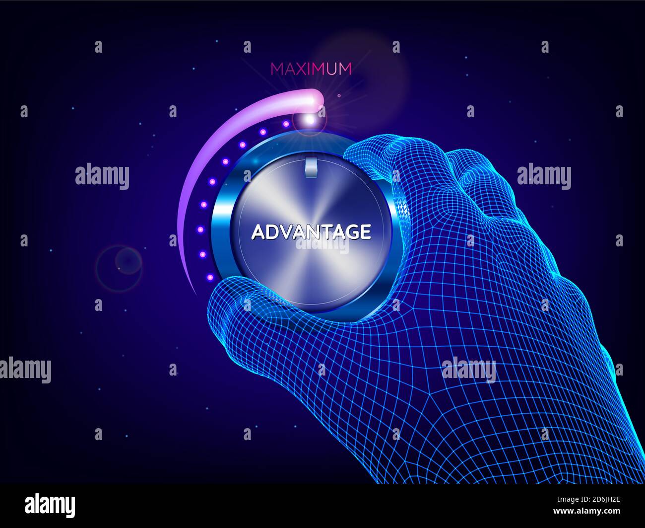 Hand of man tuning power control knob. Artificial intelligence. Maximum ...