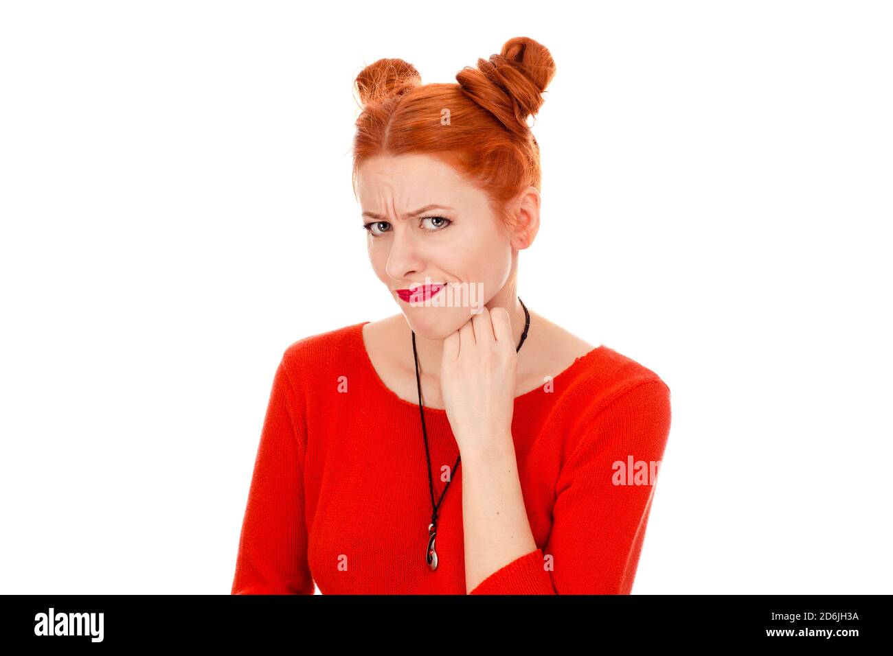 Woman looking with contempt frustrated. Closeup portrait of a beautiful ...