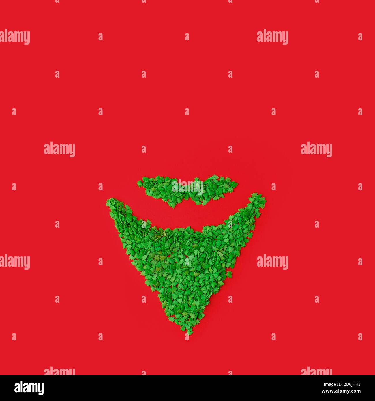 Santa Claus minimal concept. Christmas New Year flat lay. Funny beard ...