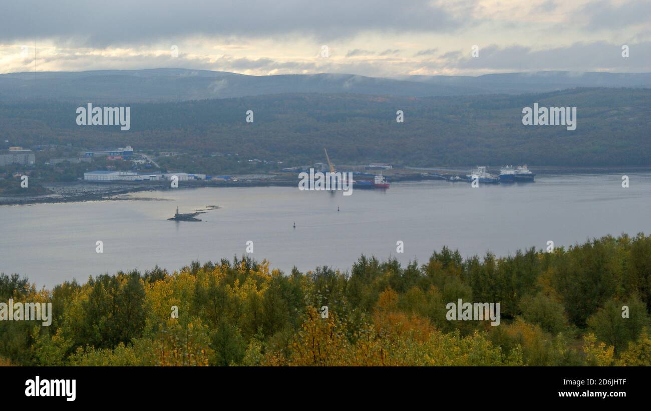 Port Murmansk, beautiful places of the city, Kola Bay, parks and ...