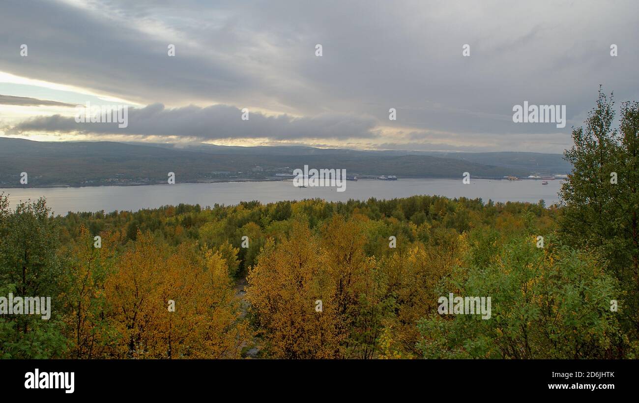 Port Murmansk, beautiful places of the city, Kola Bay, parks and ...