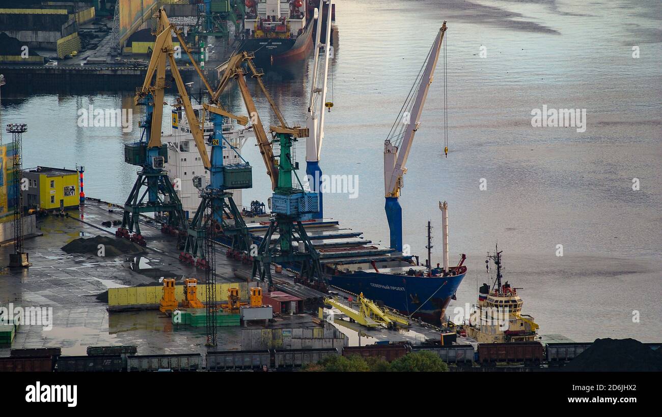 Port Murmansk, beautiful places of the city, Kola Bay, parks and ...