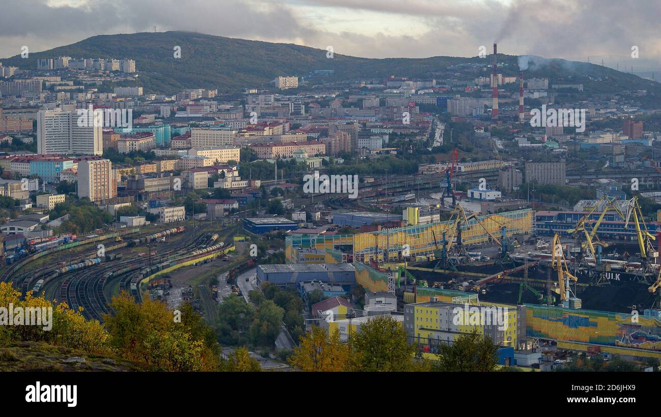 Port Murmansk, beautiful places of the city, Kola Bay, parks and ...