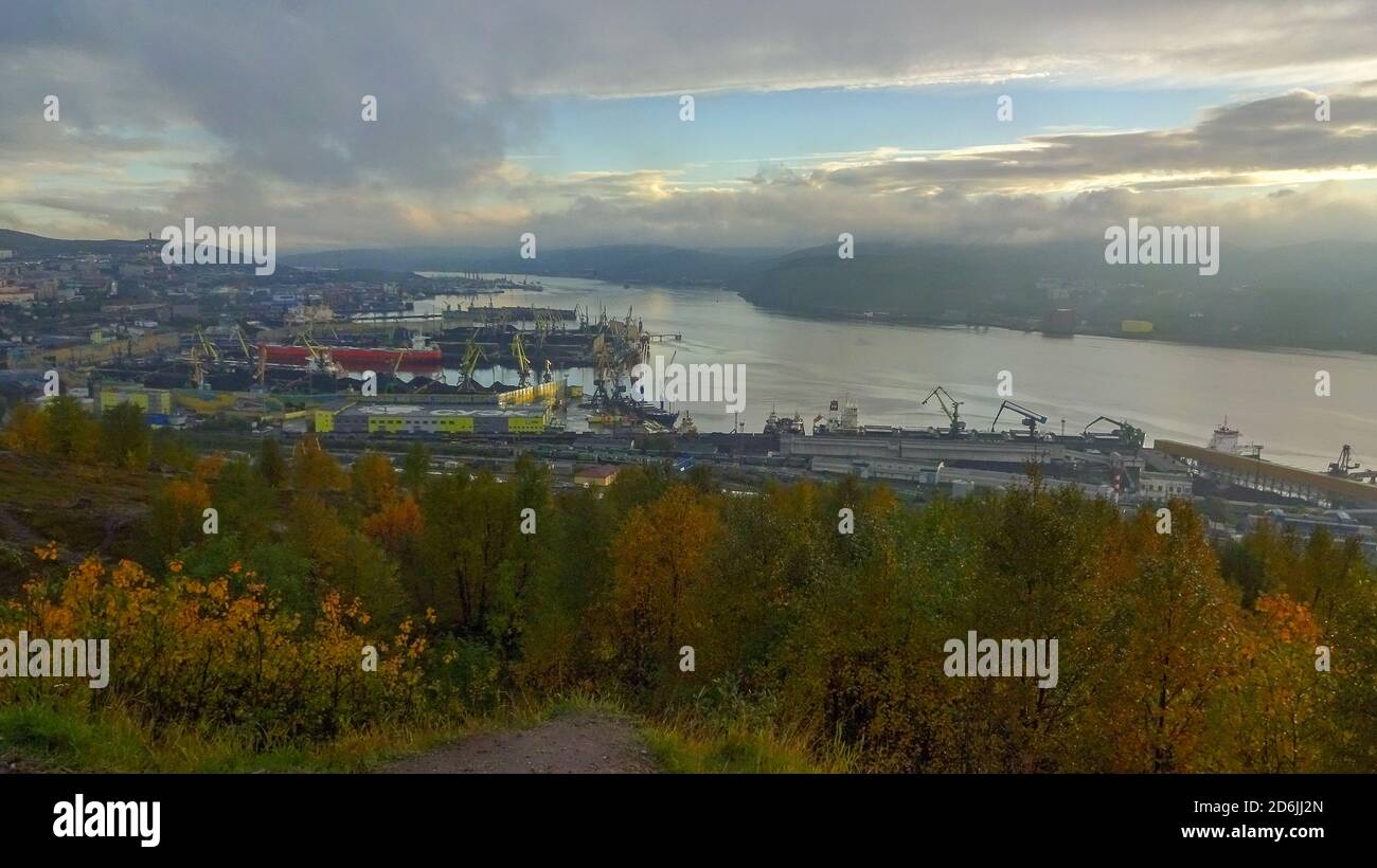 Port Murmansk, beautiful places of the city, Kola Bay, parks and ...