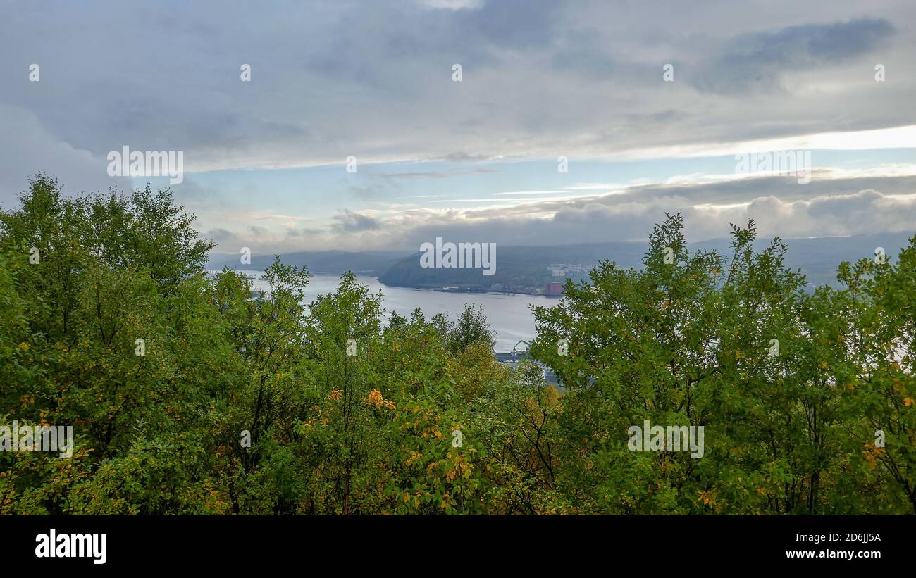 Port Murmansk, beautiful places of the city, Kola Bay, parks and ...