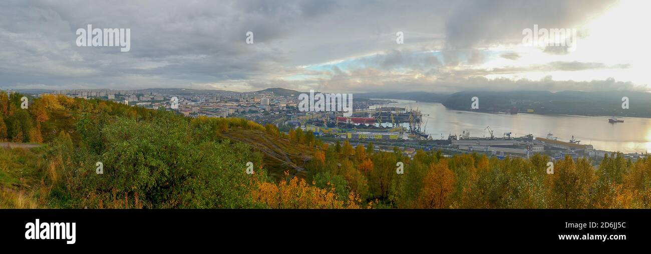 Port Murmansk, beautiful places of the city, Kola Bay, parks and ...