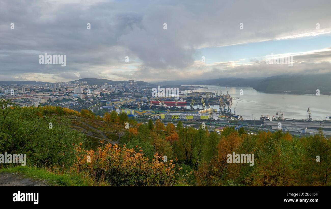 Port Murmansk, beautiful places of the city, Kola Bay, parks and ...