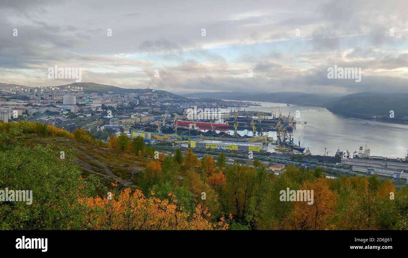Port Murmansk, beautiful places of the city, Kola Bay, parks and ...