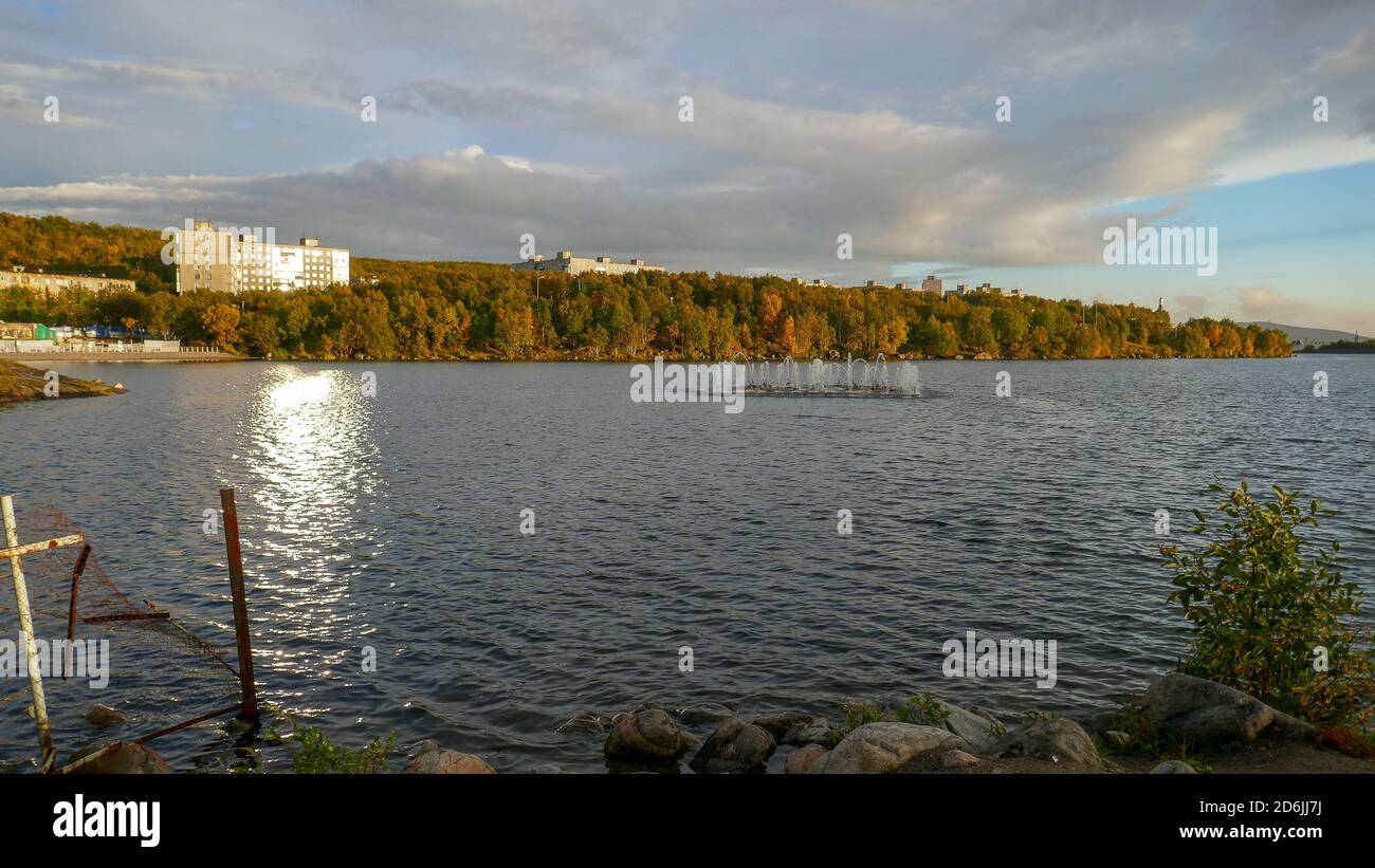 Port Murmansk, beautiful places of the city, Kola Bay, parks and ...