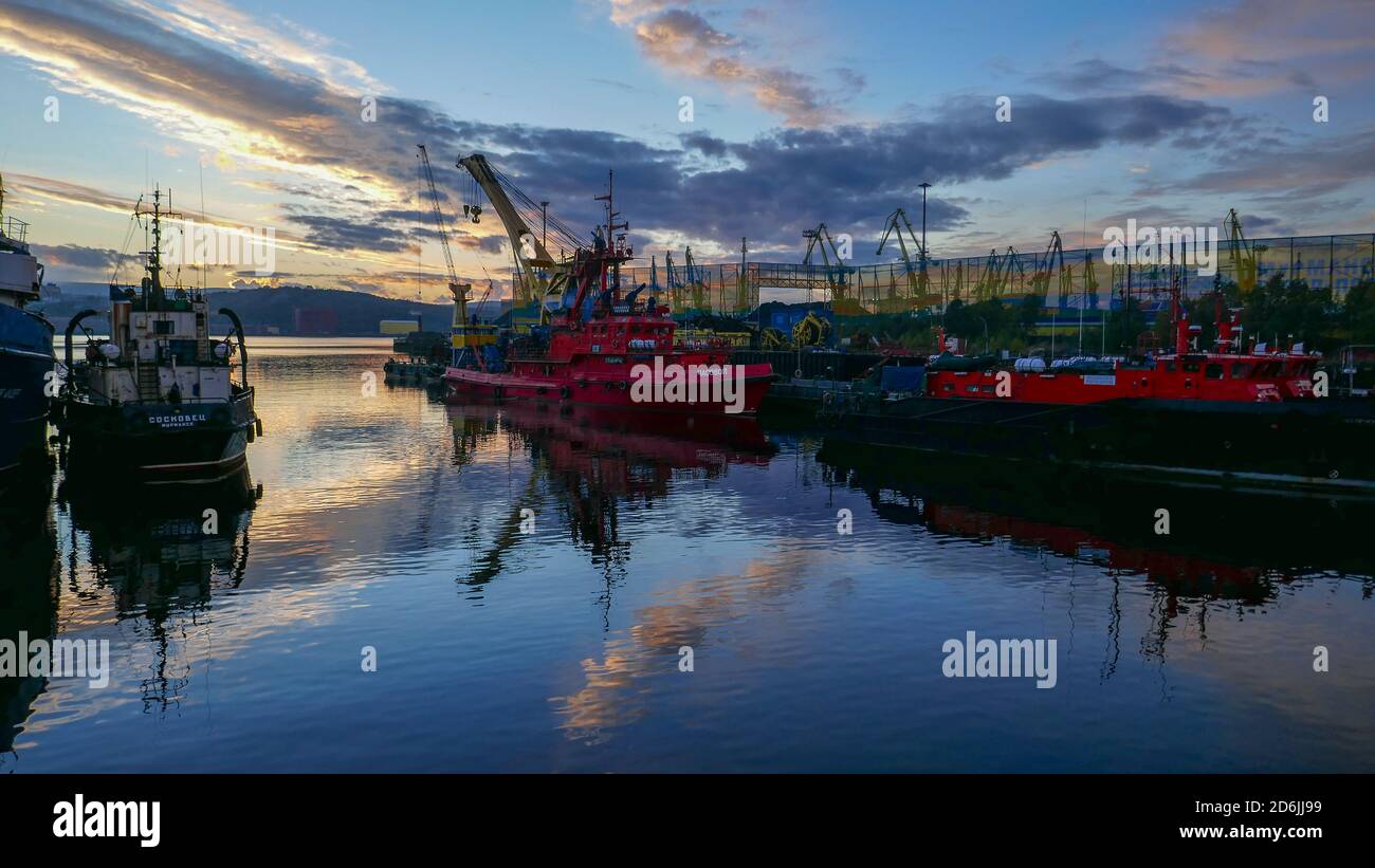 Port Murmansk, beautiful places of the city, Kola Bay, parks and ...