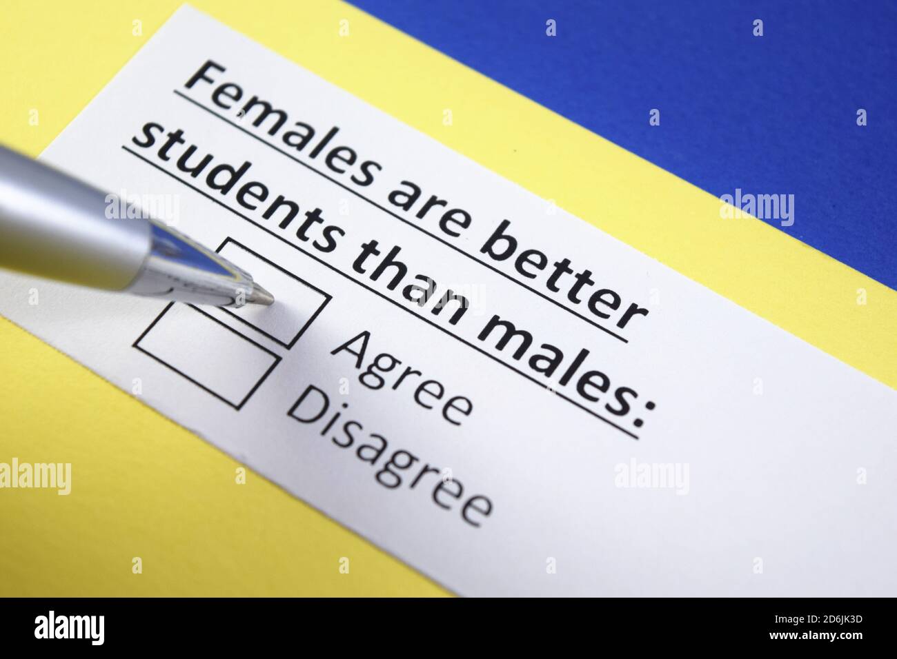 Female are better students than males: Agree or Disagree Stock Photo ...
