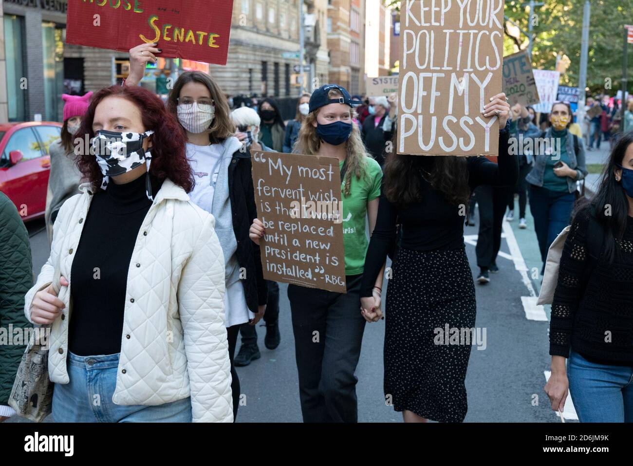 New York, New York, USA. 17th Oct, 2020. Wearing costumes and carrying ...