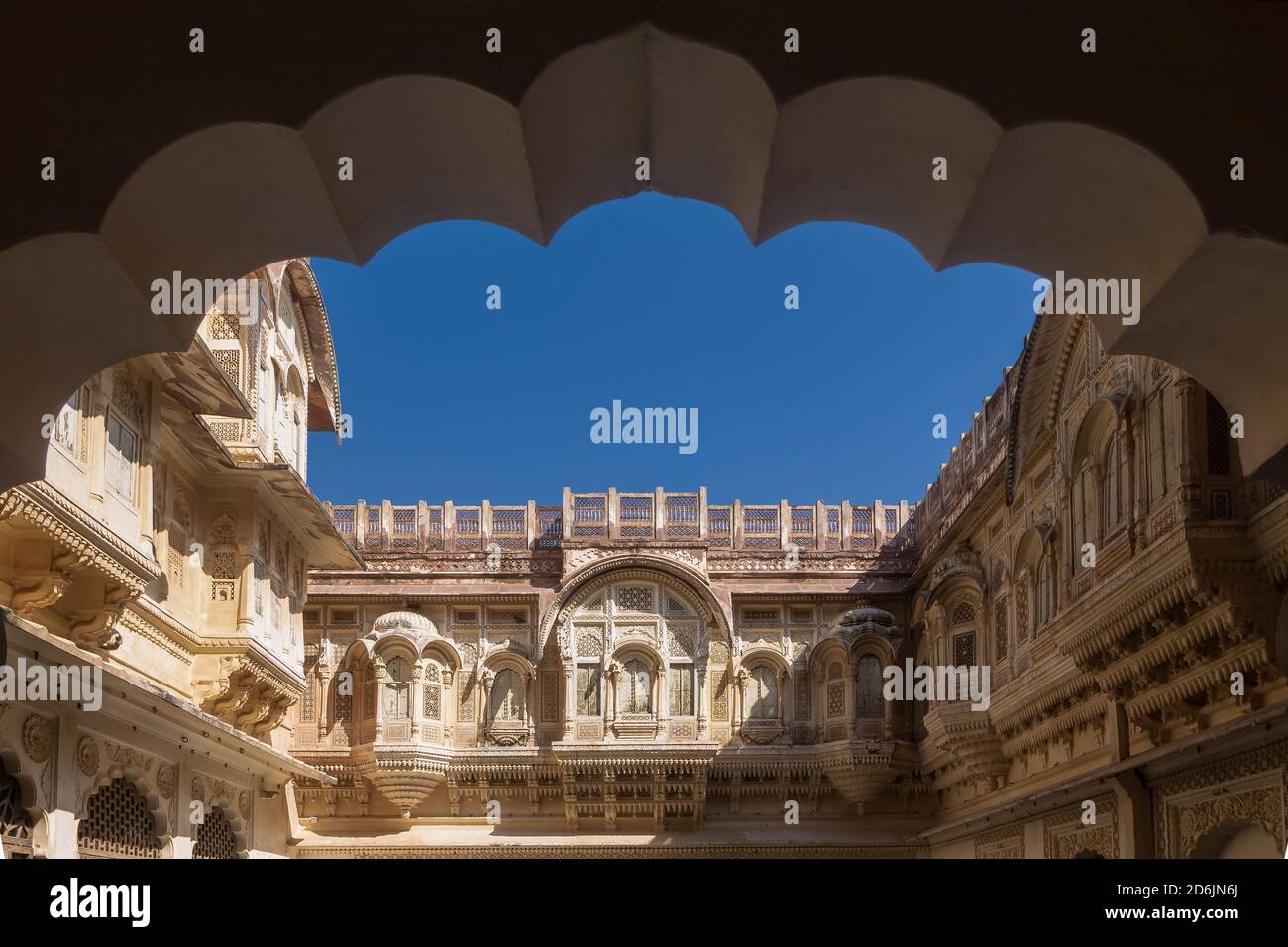 A View From A Round Arch Of A Three Sided Interior And Architecture Of ...