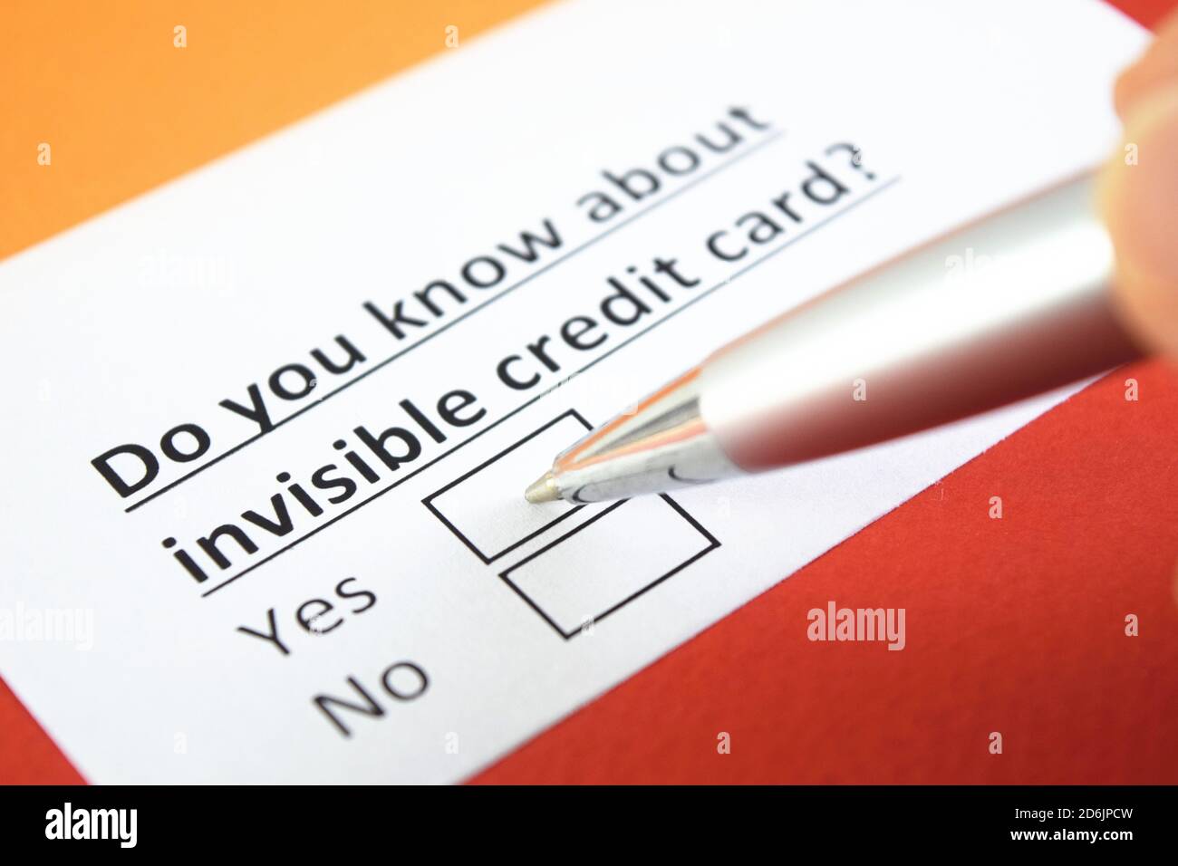 Do you know about invisible credit card? Yes or no Stock Photo - Alamy