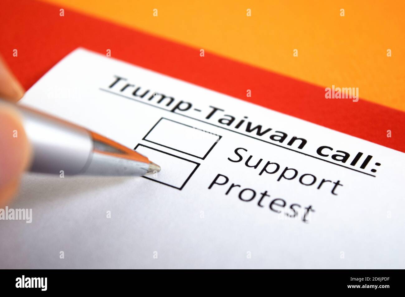 Trump- Taiwan call: Support or Protest? Protest Stock Photo - Alamy