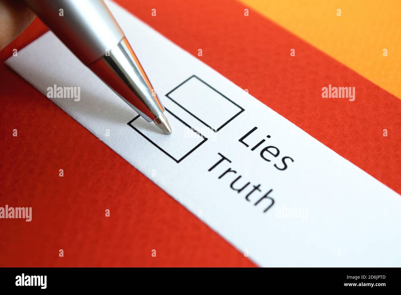 Lies or Truth? Truth Stock Photo - Alamy