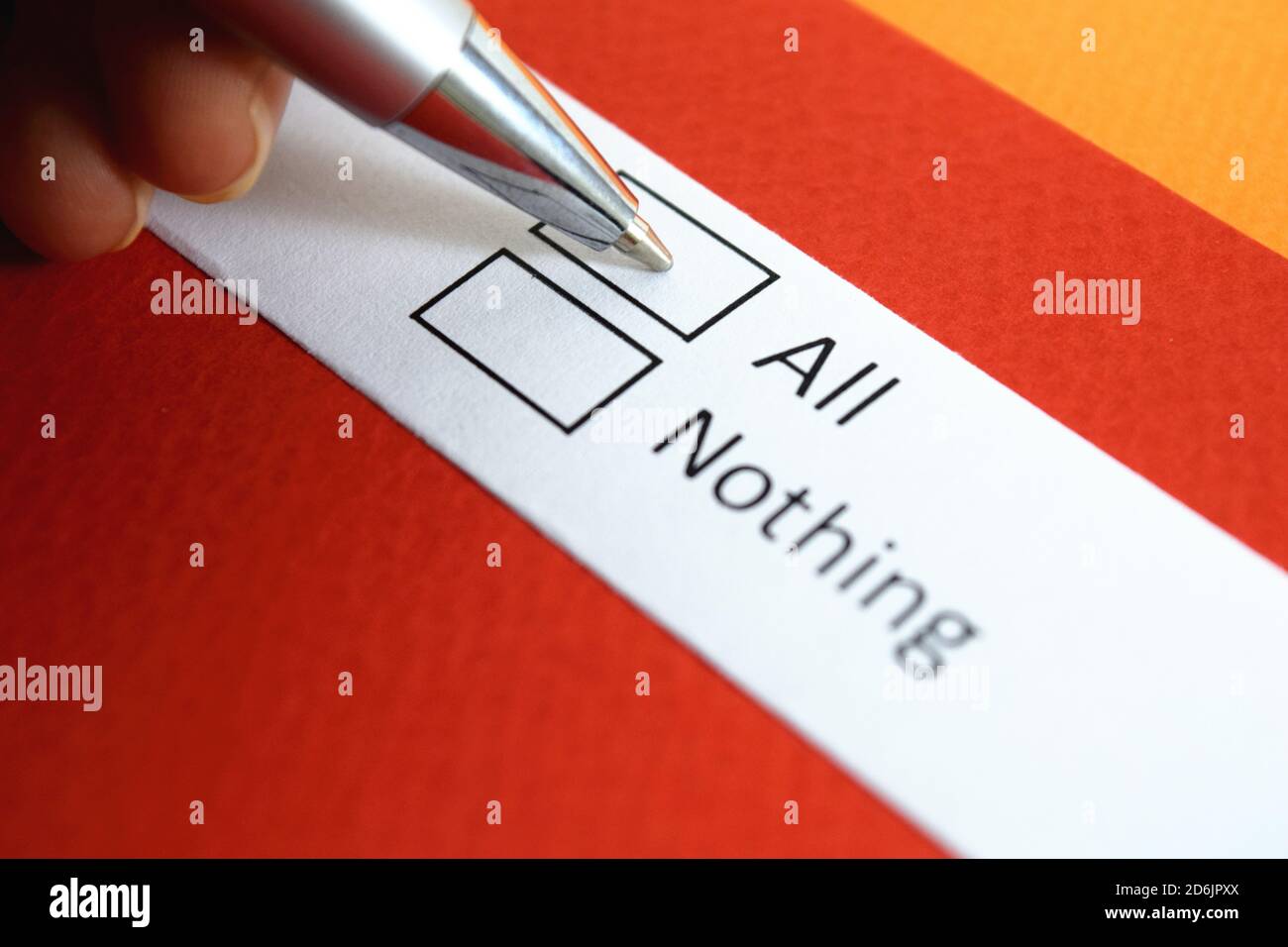 All or Nothing? All Stock Photo - Alamy