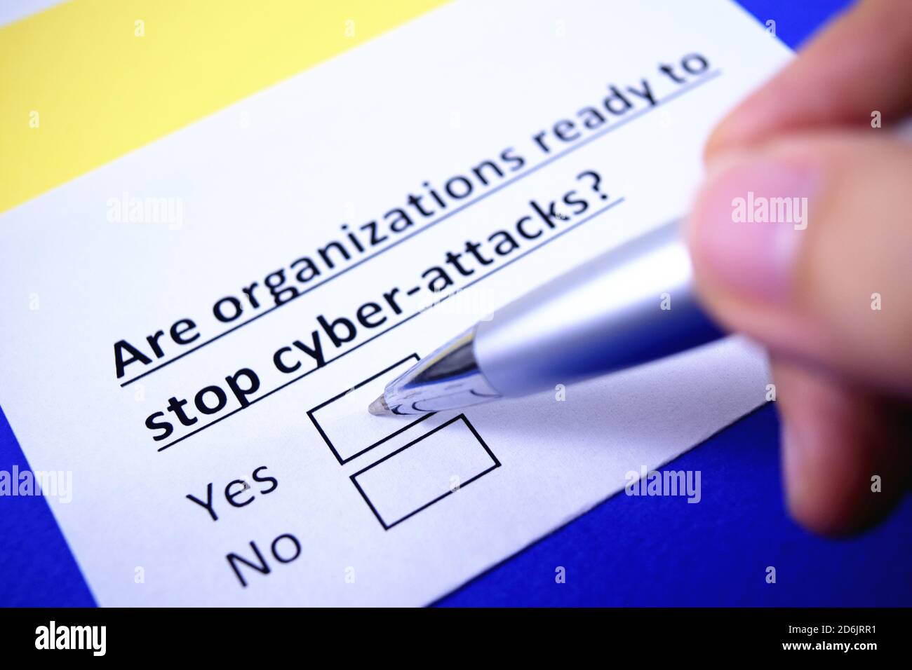 Are organizations ready to stop cyber-attacks? Yes or no Stock Photo ...