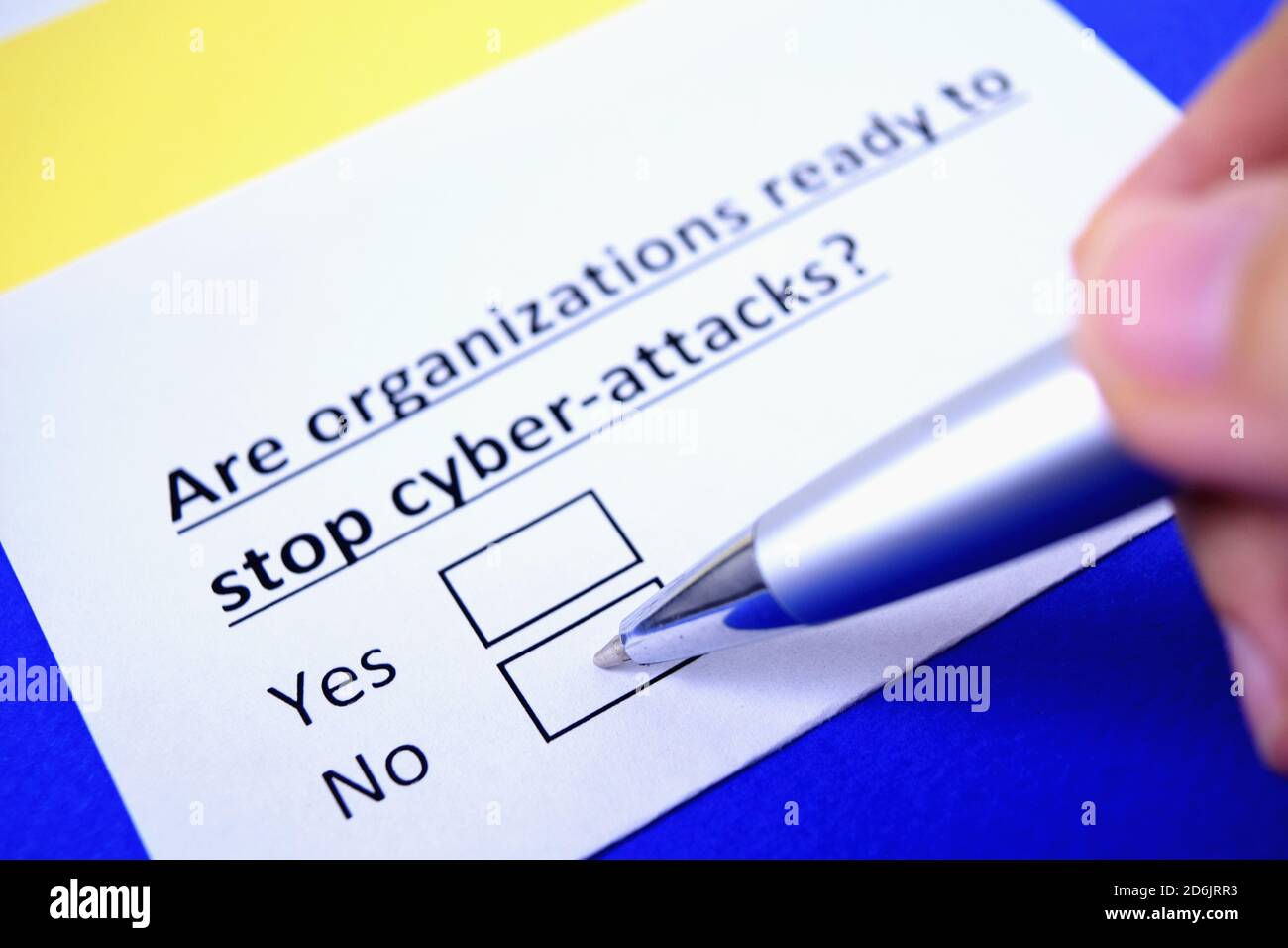 Are organizations ready to stop cyber-attacks? Yes or no Stock Photo ...