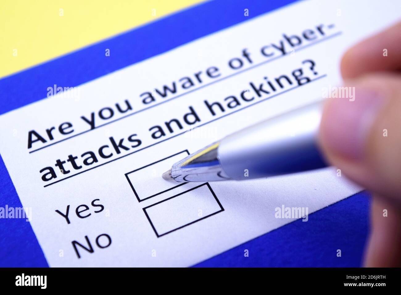 Are you aware of cyber-attacks and hacking? Yes or no Stock Photo - Alamy