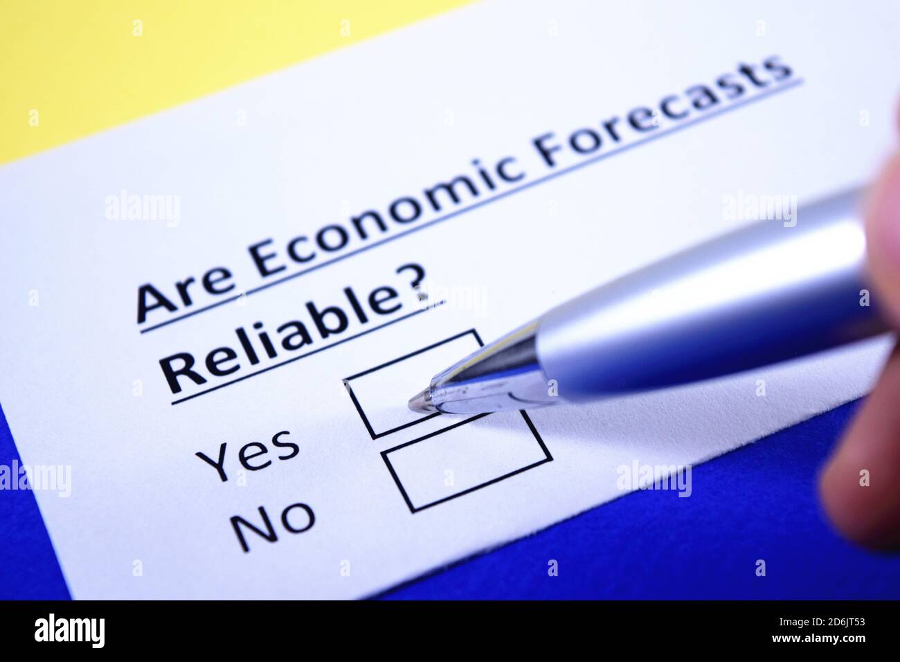 Are Economic Forecasts Reliable? Yes or no Stock Photo - Alamy