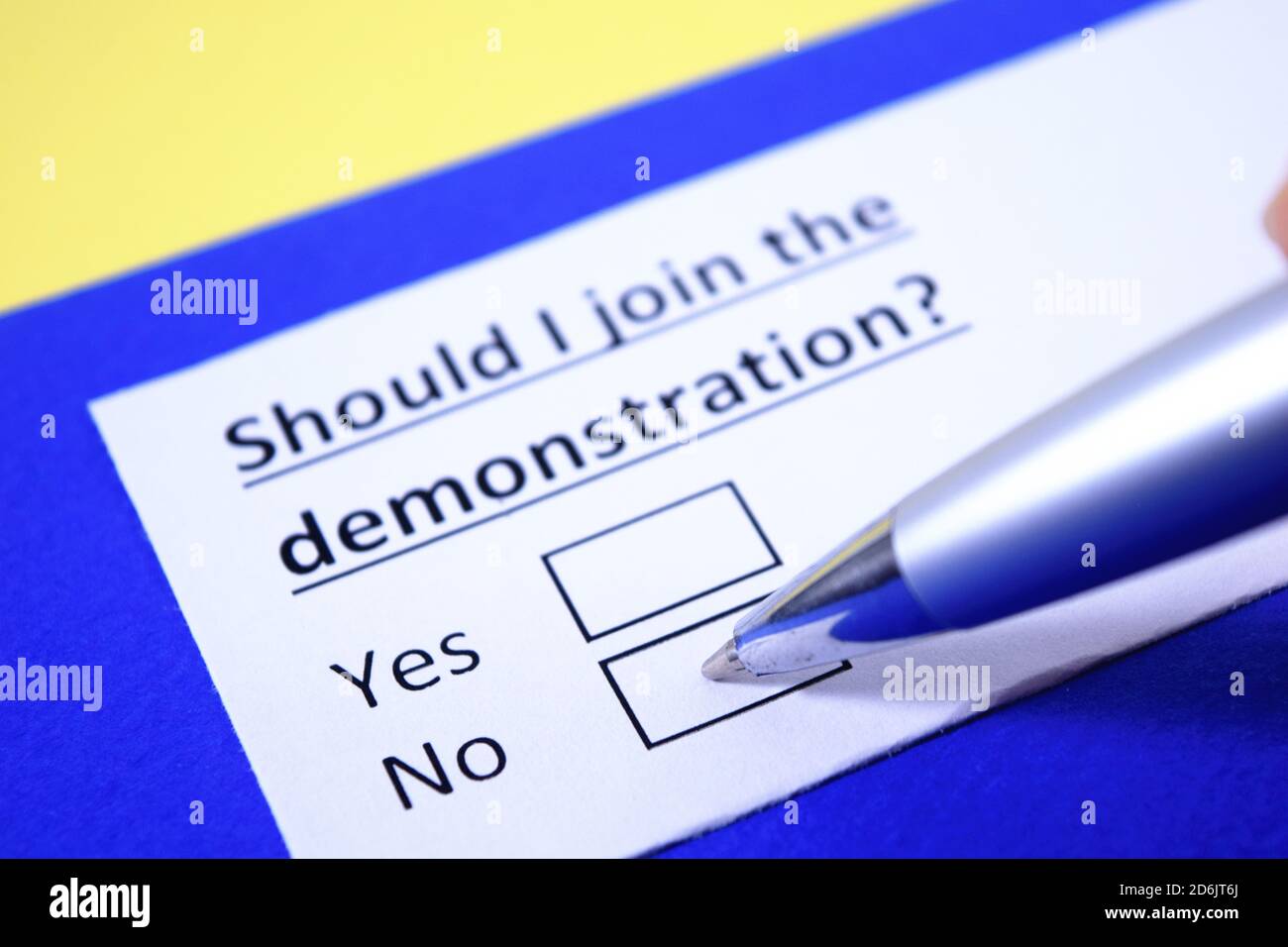 Should I join the demonstration? Yes or no Stock Photo - Alamy
