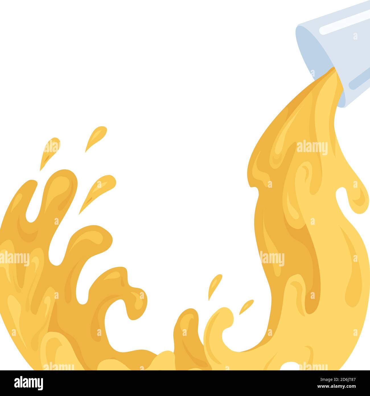 Flat illustration of pouring juice from a cup. Nectar flow. Streams and ...
