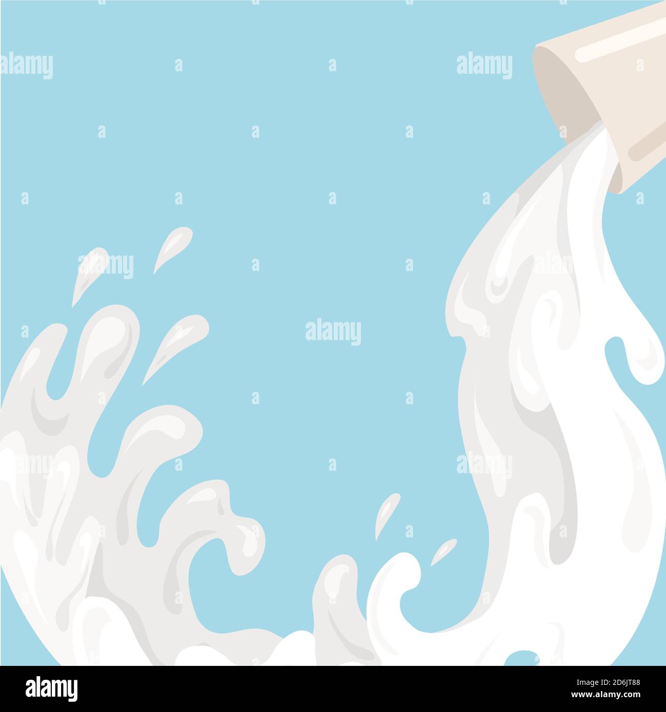 Flat illustration of pouring milk from a cup. Water flow. Vegetarian ...