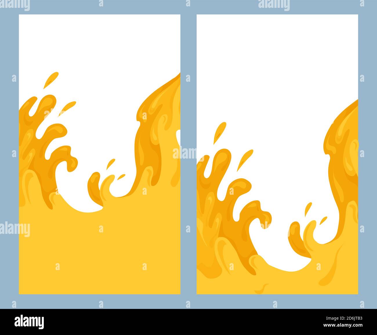 Set of vertical banners with flat illustration of pouring juice. Nectar ...