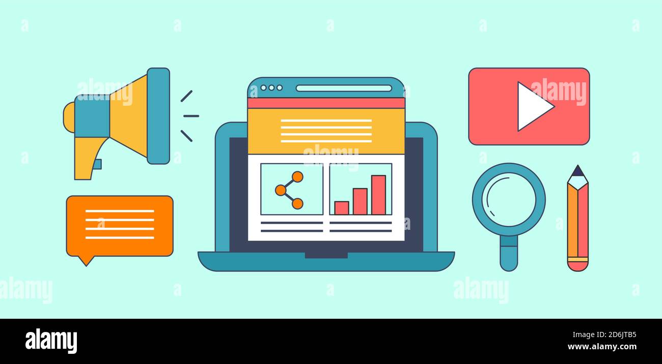 Digital content marketing, modern business and technology concept ...