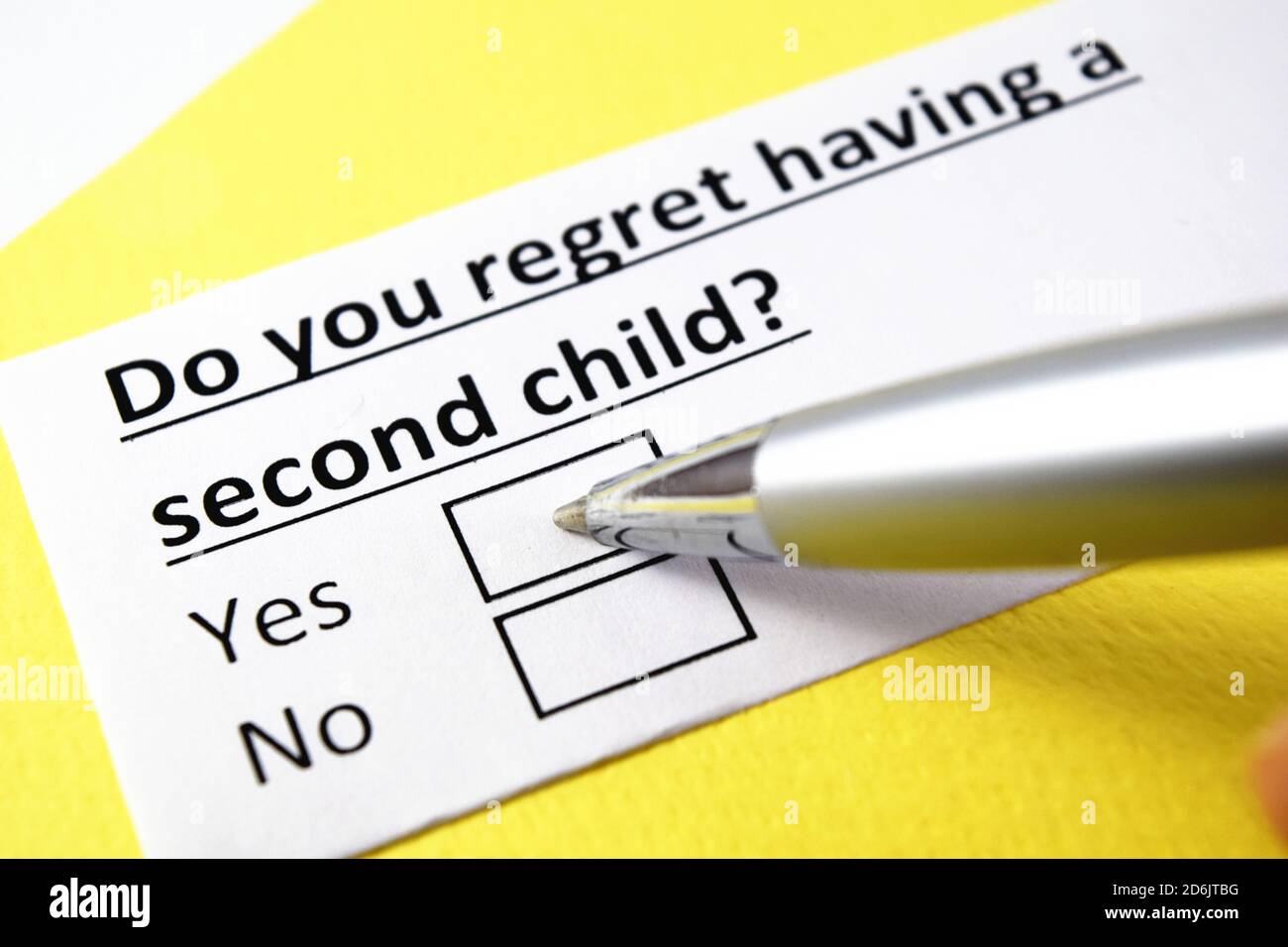 Do you regret having second child? Yes or no Stock Photo - Alamy