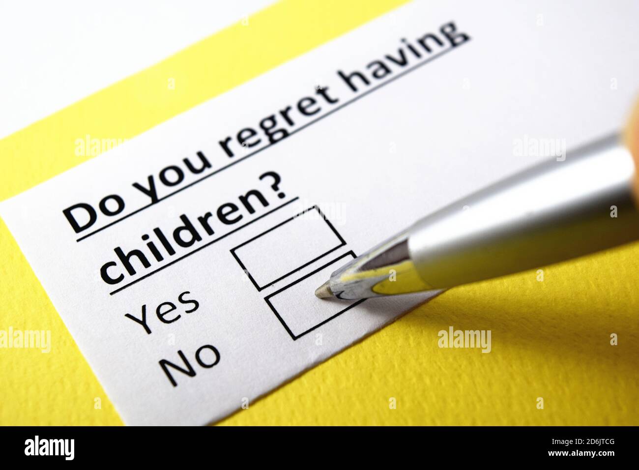 Do you regret having children? Yes or no Stock Photo - Alamy