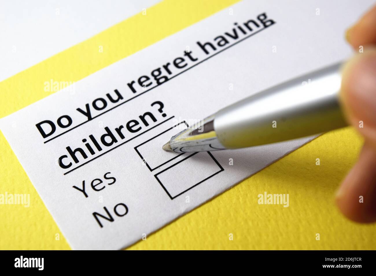 Do you regret having children? Yes or no Stock Photo - Alamy