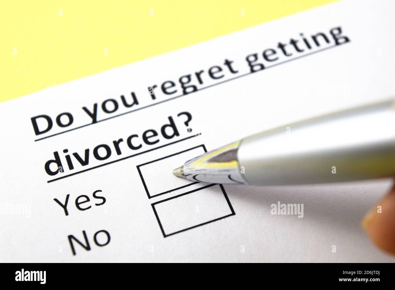 Do you regret getting divorced? Yes or no Stock Photo - Alamy