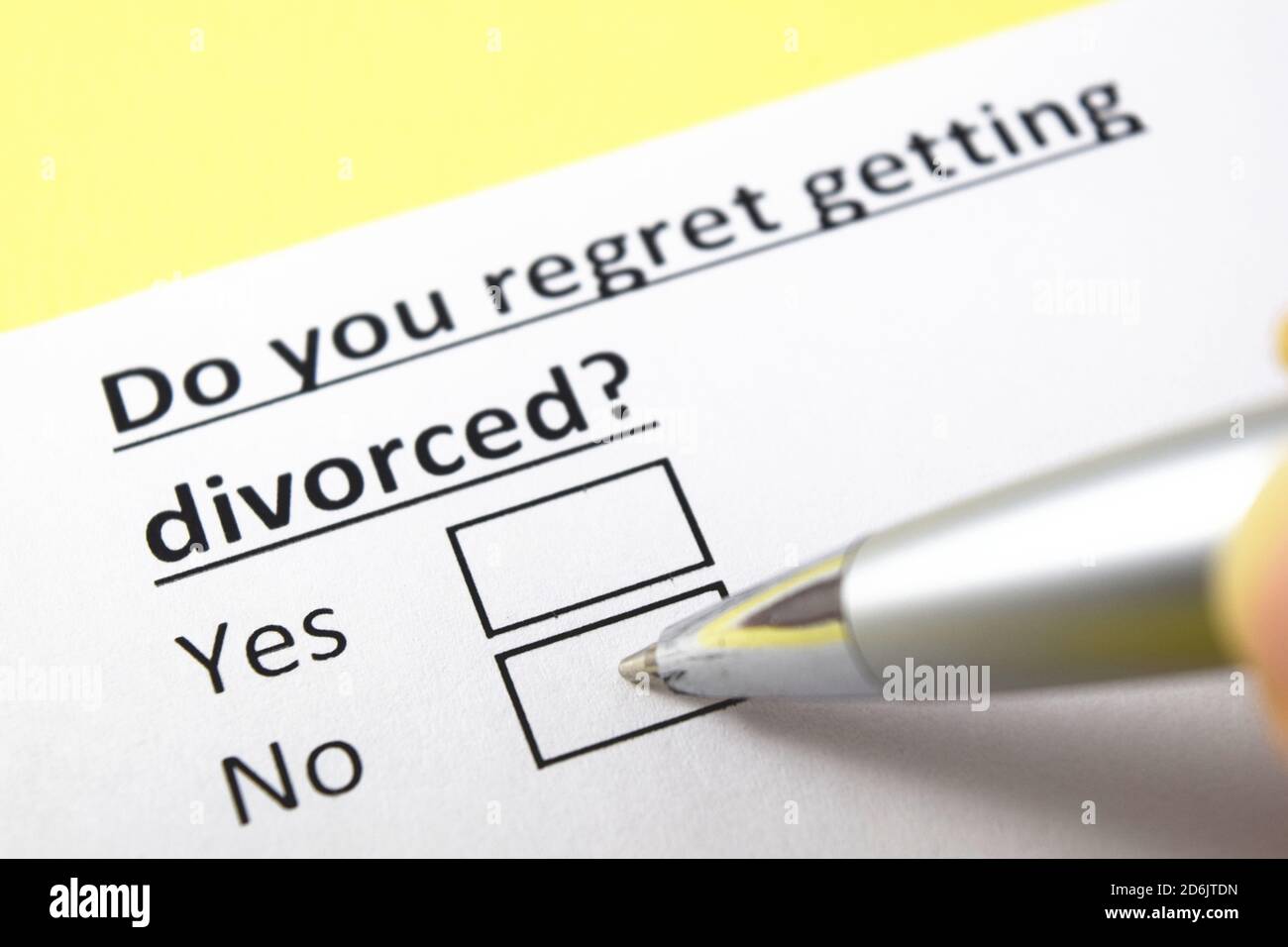 Do you regret getting divorced? Yes or no Stock Photo - Alamy
