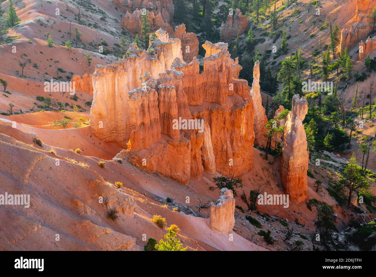 Bryce Canyon National Park, Utah. Red rock formation, sandstone spires ...
