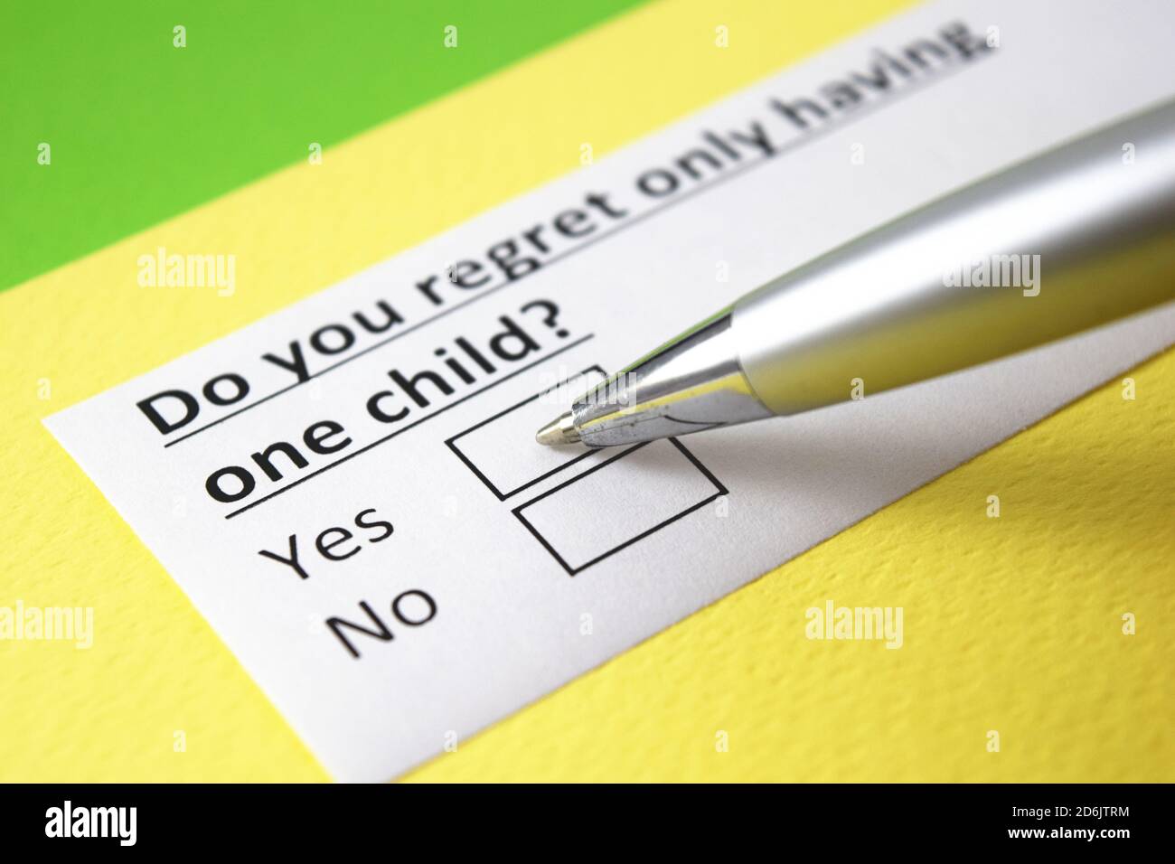 Do you regret only having one child? Yes or no Stock Photo - Alamy