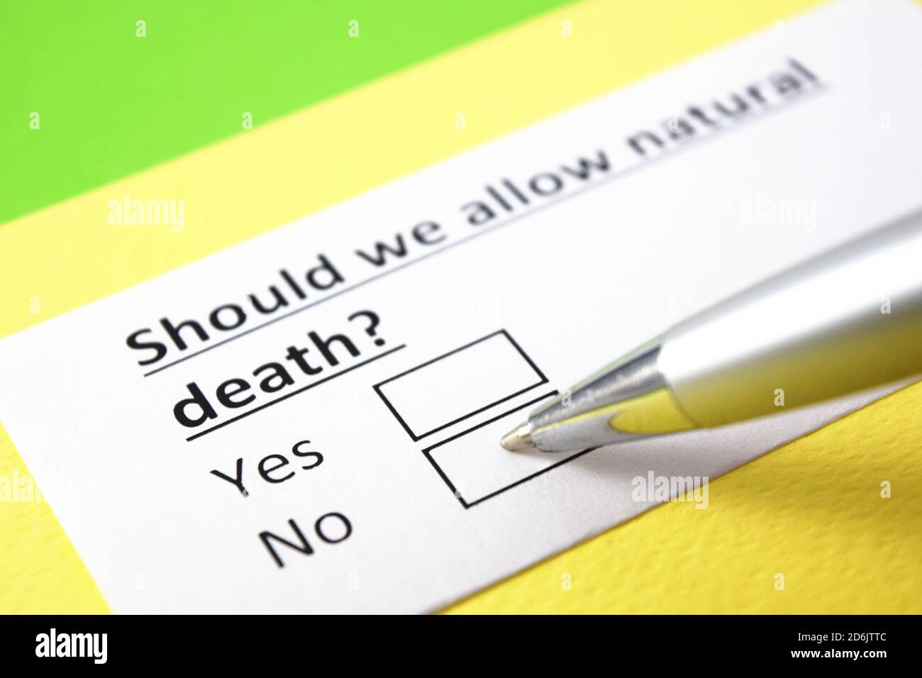 Should we allow natural death? Yes or no Stock Photo - Alamy