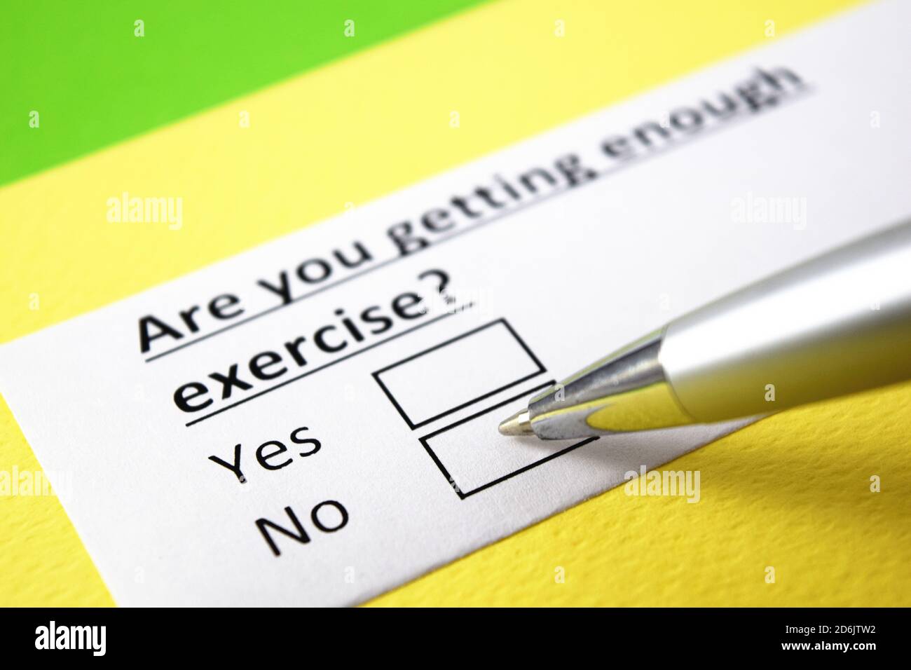 Are you getting enough exercise? Yes or no Stock Photo - Alamy