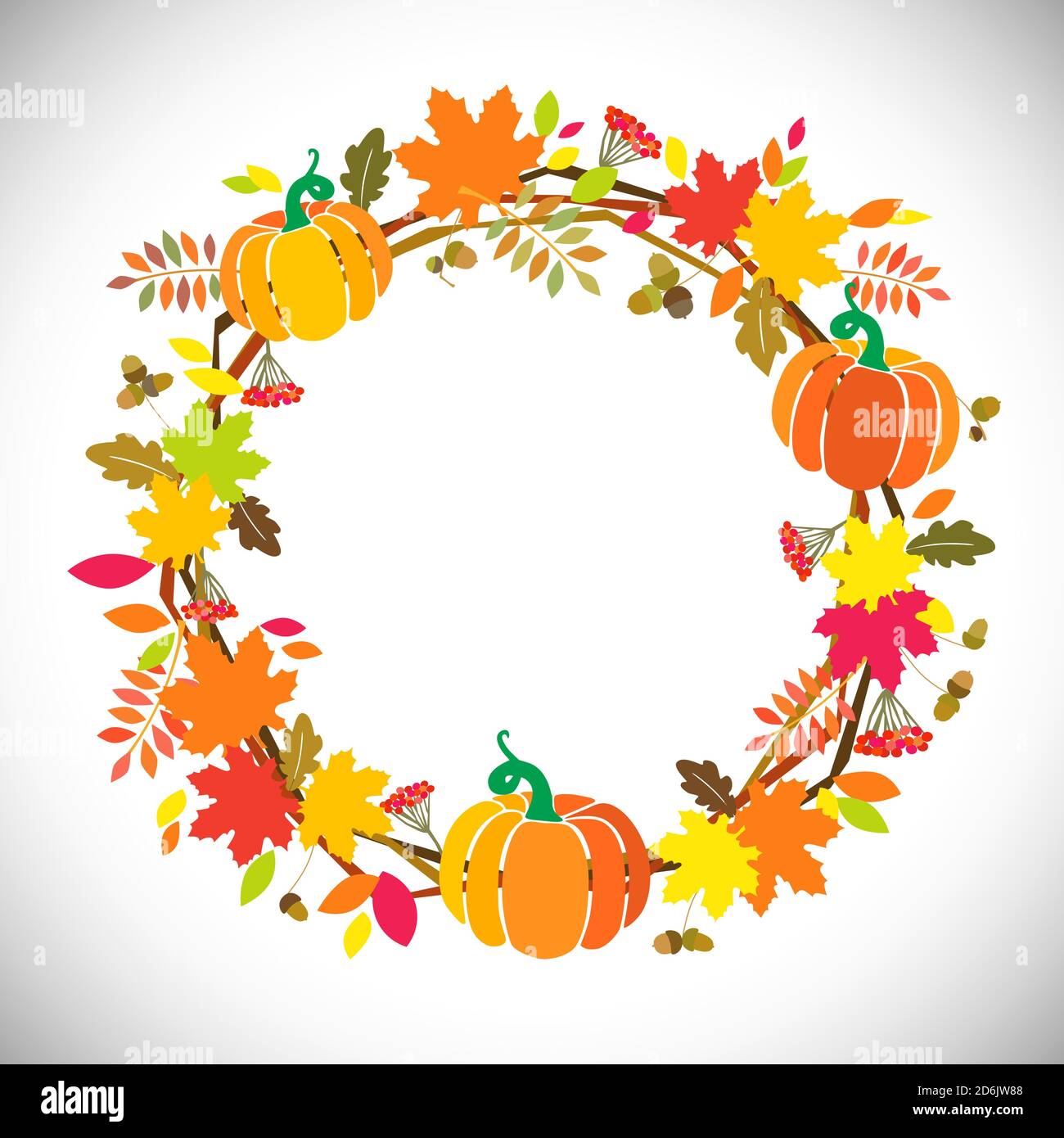 Fall season sign. Holiday wreath Hello Autumn! Creative congrats with ...