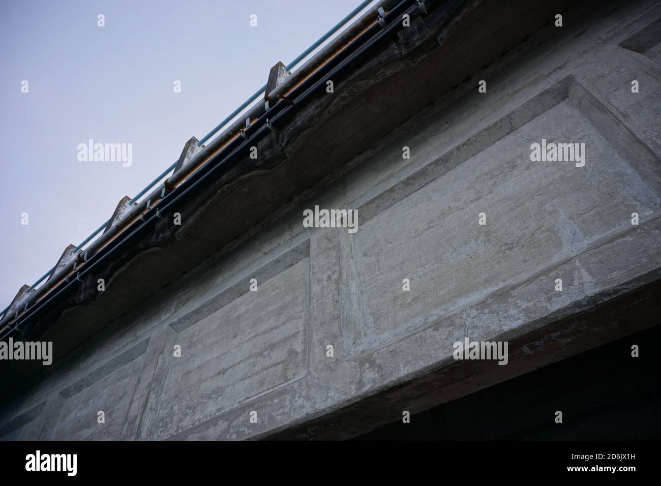 Upward view of abandoned harbour bridge. Ahuriri Estuary. Napier. New ...
