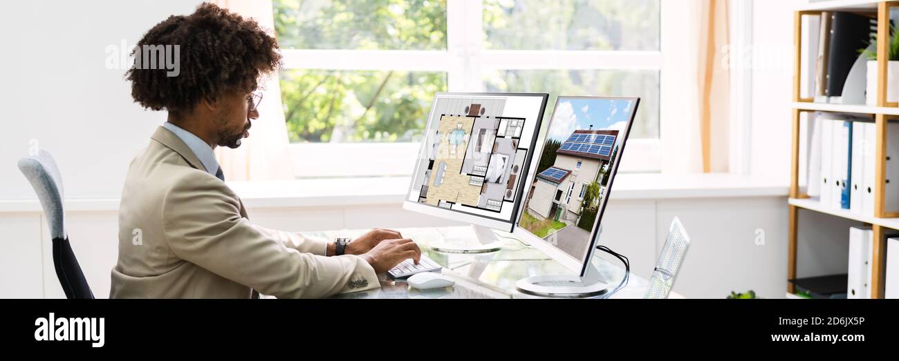 Renovation Management Assessor Using Computer Monitor Screen Stock ...