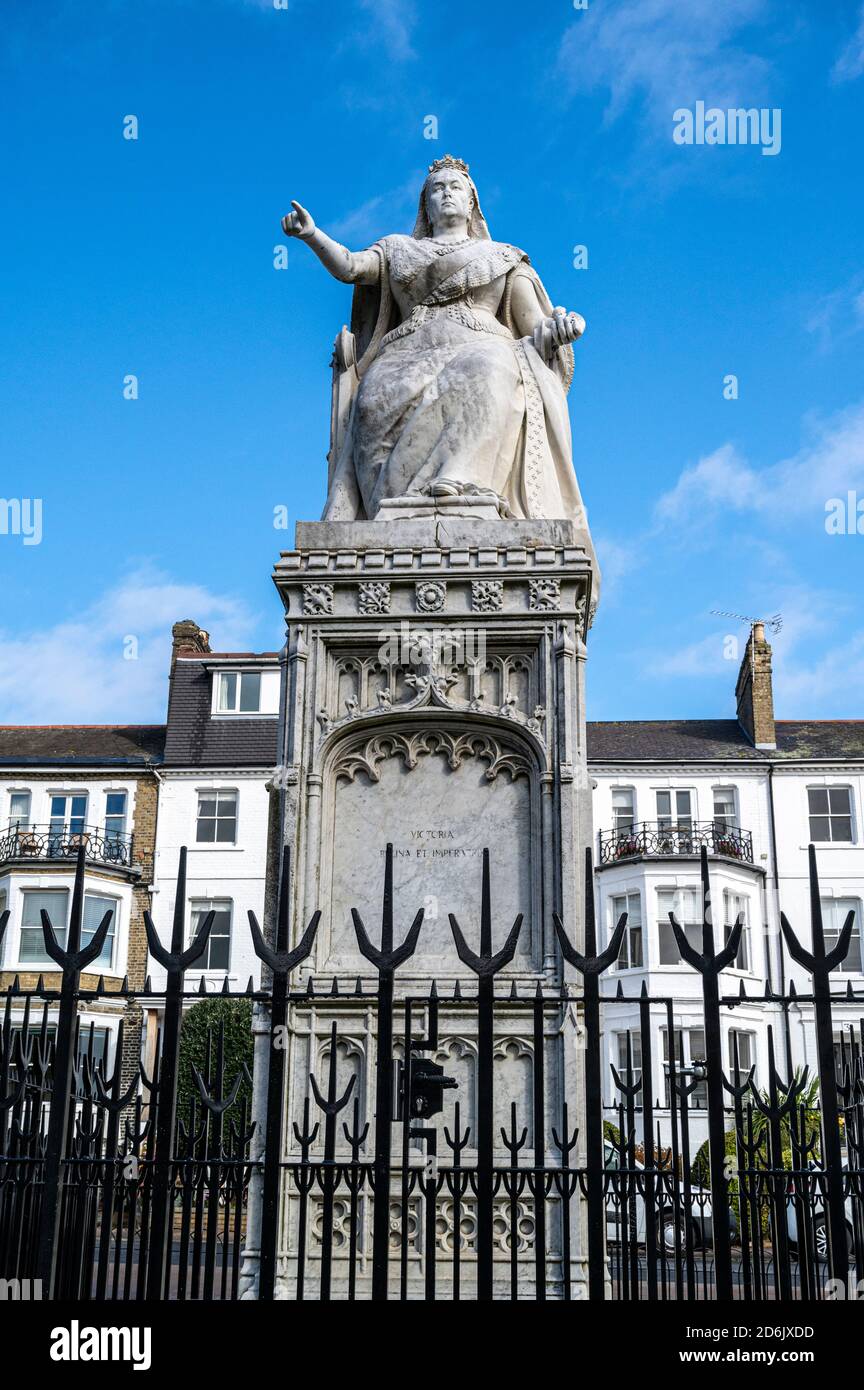 A stone statue of Queen Victoria, erected in 1898 to commemorate the ...