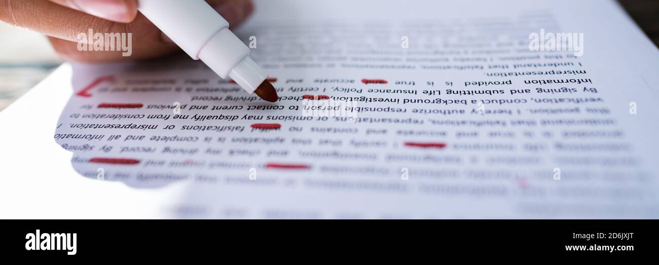 Correcting Spell And Grammar Mistake. Proofread Script Stock Photo - Alamy
