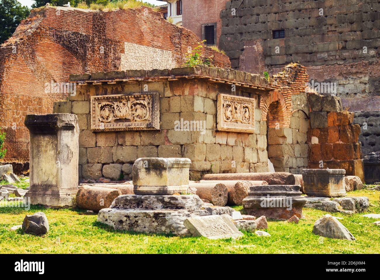 The remains of Basilica Fulvia at the Roman Forum, Italy Stock Photo ...