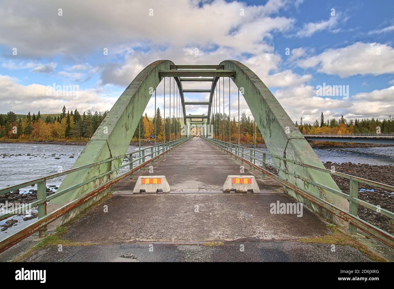 Old bridge crossing Pite river at Ljusselforsen in Lapland Stock Photo ...